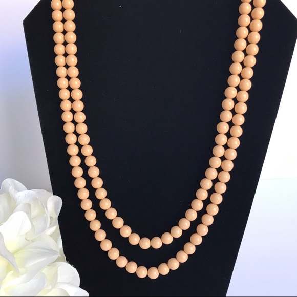 japan | Jewelry | Vintage Japan Double Strand Beige Bead Necklace ...